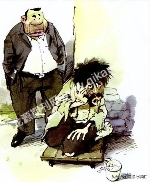 On a bustling street in Dongcheng District, a male beggar suffering ...