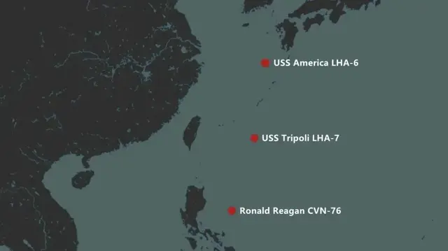 In early August, three U.S. warships moved from south to north outside ...