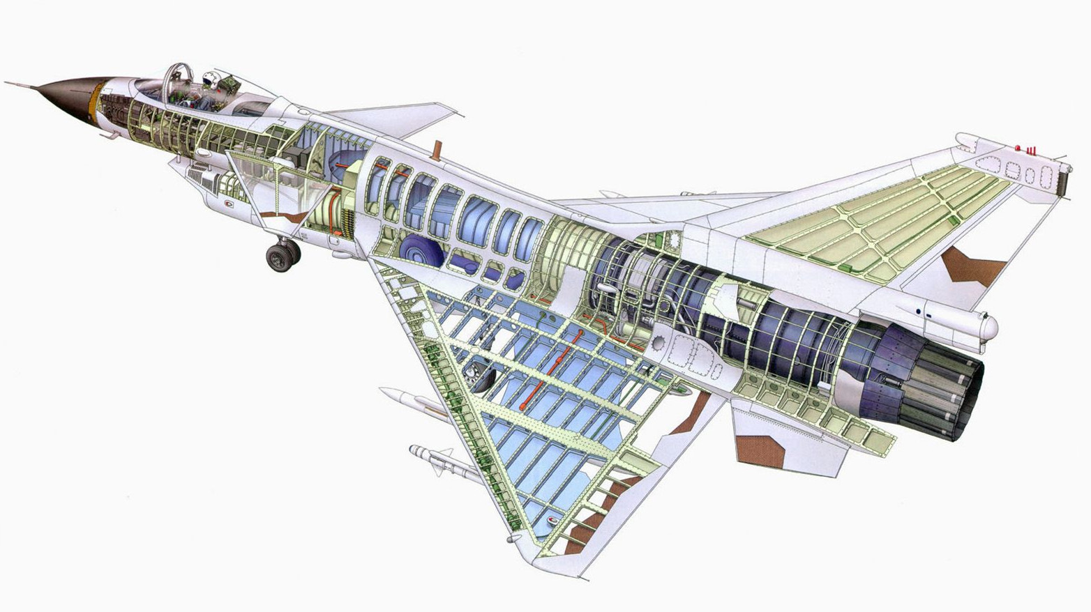 人类航空史上所有喷气式战斗/攻击机结构剖视图，足足100个型号 - 液压汇